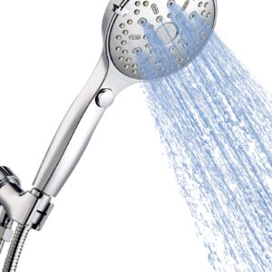 Shower Head-12 Functions High Pressure Handheld Showerhead with 96" Extra Long Hose for Pets Dog Bath, SR RUN RISE Detachable Water Saver Hand Shower Wand with Switch Button (Polished Chrome)