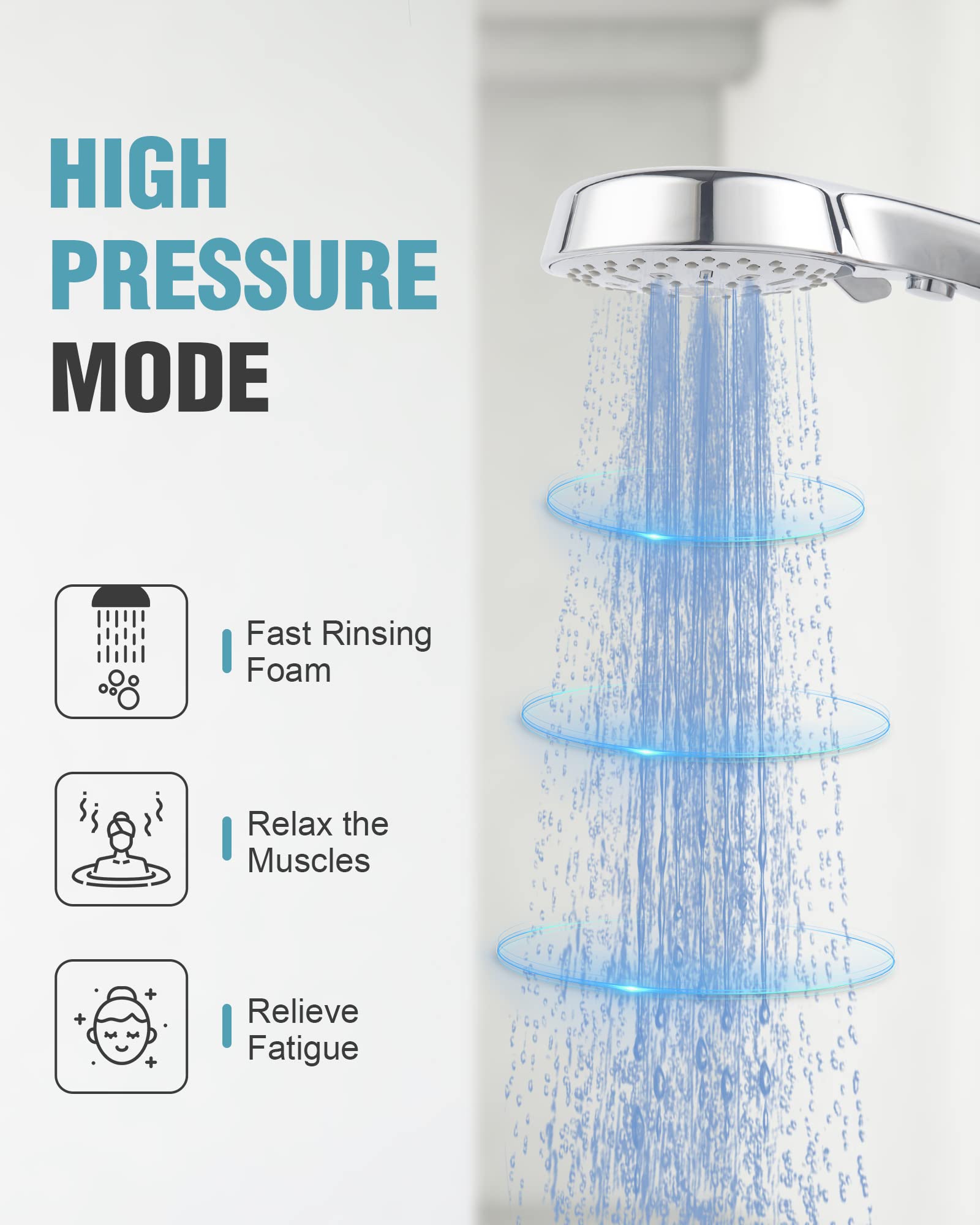 Shower Head-12 Functions High Pressure Handheld Showerhead with 96" Extra Long Hose for Pets Dog Bath, SR RUN RISE Detachable Water Saver Hand Shower Wand with Switch Button (Polished Chrome)