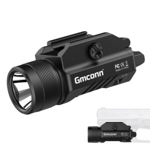 gmconn 1250 lumen tactical flashlight pistol light rail mounted led gun light strobe weaponlight for glock pistol and picatinny mil-std-1913