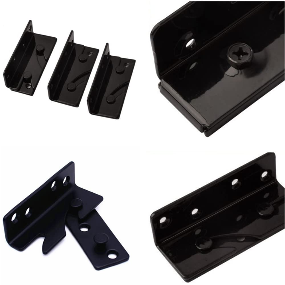 Bed Rail Bracket - Black Heavy Duty Non-Mortise Bed Rail Bracket Bed Rail Fasteners,Set of 4 (Screws Included)