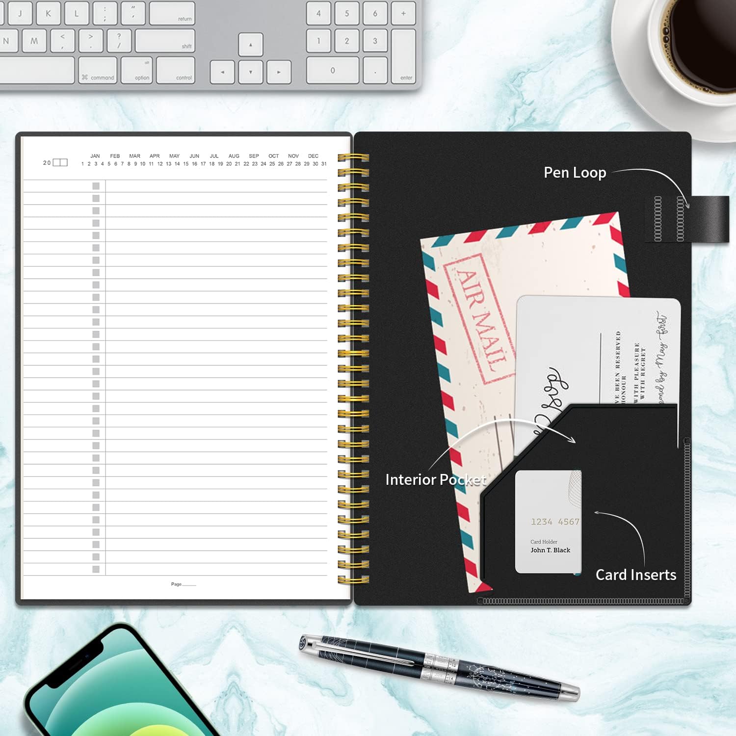 Regolden-Book To Do List Notebook, Daily Planner for Work, Project Tasks & Personal Organizer, Checklist Man/Women, Pocket, Pen Loop, 160 Pages (7"x10")