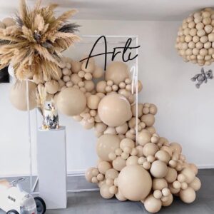 nude beige balloon double stuffed apricot brown balloons garland different sizes latex tan balloons arch kit for neutral baby shower jungle theme woodland teddy bear birthday boho party decorations……