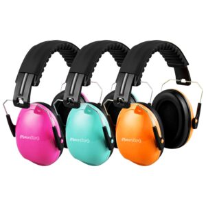 melonart kids ear protection earmuffs safety hearing protection headphones noise reduction for autism sensory kids chirldren (mint & pink & orange)