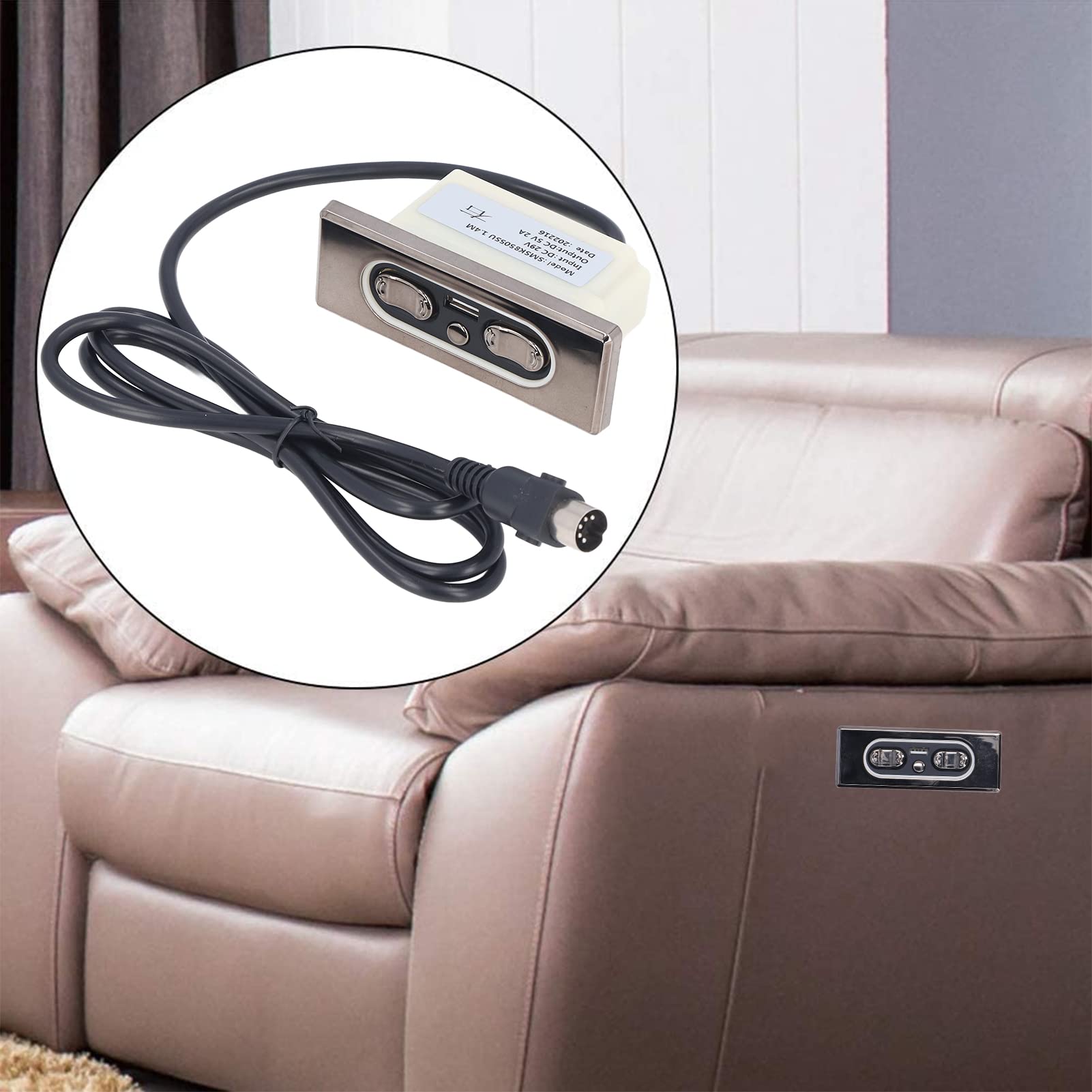 5 Button Electric Sofa Remote, Waterproof ABS Material Power Recliner or Lift Chair Hand Control with USB Charging Port, Plug and Play, One Button Reset Recliner Replacement Parts for Power Recliner