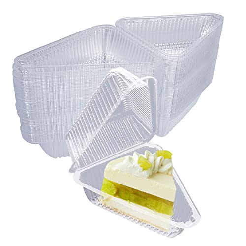 HIQQUGU 50 PCS Triangle Plastic Hinged Take Out Containers Clamshell Take Out Tray, Clear Plastic Take out Containers for Dessert, Cakes, Cookies, Salads, Pasta, Sandwiches (5.5x4x3 in)