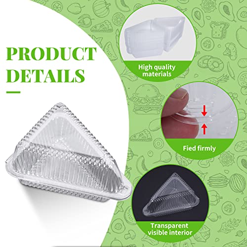 HIQQUGU 50 PCS Triangle Plastic Hinged Take Out Containers Clamshell Take Out Tray, Clear Plastic Take out Containers for Dessert, Cakes, Cookies, Salads, Pasta, Sandwiches (5.5x4x3 in)