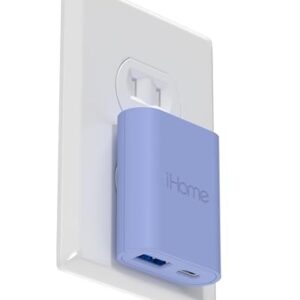 iHome USB C Charger: AC Pro 20W Multiport USB Charger (1 USB-C Port, 1 USB-A Port), Flat USB C Charger Block, Dual Port USB Plug Adapter & Phone Charging Block