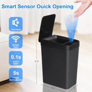 Anborry Bathroom Touchless Trash Can 2.2 Gallon Smart Automatic Motion Sensor Rubbish Can with Lid Electric Narrow Small Garbage Bin for Kitchen, Office, Living Room, Toilet, Bedroom, RV