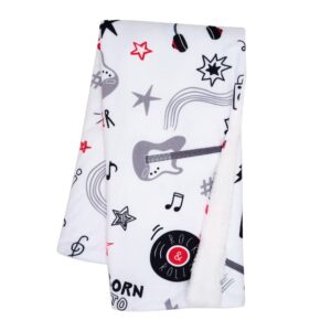 lambs & ivy rock star baby blanket - white, modern