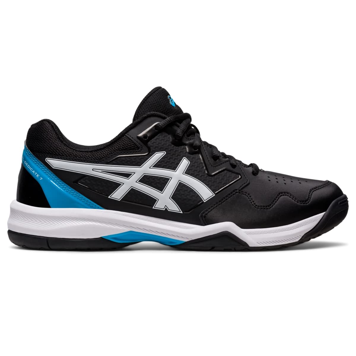 ASICS Men's Gel-Dedicate 7 Tennis Shoes, 9.5, Black/Island Blue