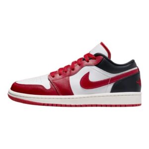 nike women's air jordan 1 low unc basketball shoe, white/gym red-black-sail, 8