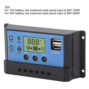 12V 24V Solar Charge Controller,KIMISS LCD Display Solar Charge Discharge Controller PWM Solar Controller Dual USB Output Regulator for Home Industrial Car (30A)