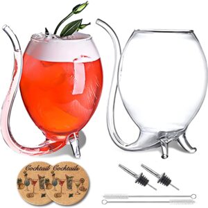 useekril vampire wine glass set of 2 creative cocktail glass 11oz with drinking tube straw novelty glass decanter cups mugs for wine champagne juice home bar party club glassware barware tools gift