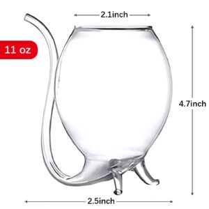 USEEKRIL Vampire Wine Glass Set of 2 Creative Cocktail Glass 11oz with Drinking Tube Straw Novelty Glass Decanter Cups Mugs for Wine Champagne Juice Home Bar Party Club Glassware Barware Tools Gift