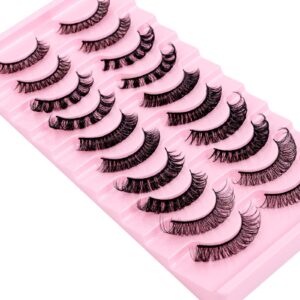 loceast false eyelashes russian strip lashes fluffy 5 styles mixed fluffy volume d curl eyelashes handmade lightweight cat eye faux mink eyelashes 10 pairs pack