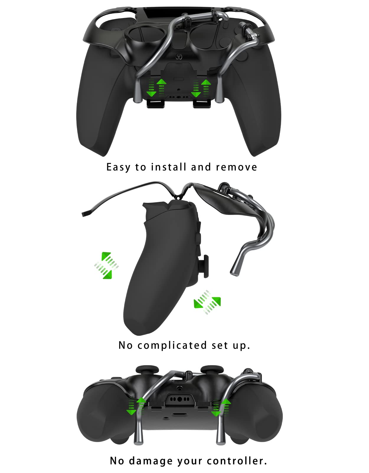 EXknight Leverback V2 Paddles Attachment, Back Buttons Adapter for PS5 Controller | Fit with Thumb Grips (Black)