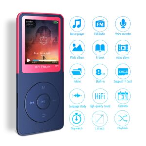 MP3 Player with Bluetooth,Voice Recorder,Classical Mini Music Player with Headphones for Kids, Mp3 Portable Digital Audio HiFi Lossless Sound Music Devices Players,Long Battery Time