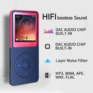 MP3 Player with Bluetooth,Voice Recorder,Classical Mini Music Player with Headphones for Kids, Mp3 Portable Digital Audio HiFi Lossless Sound Music Devices Players,Long Battery Time