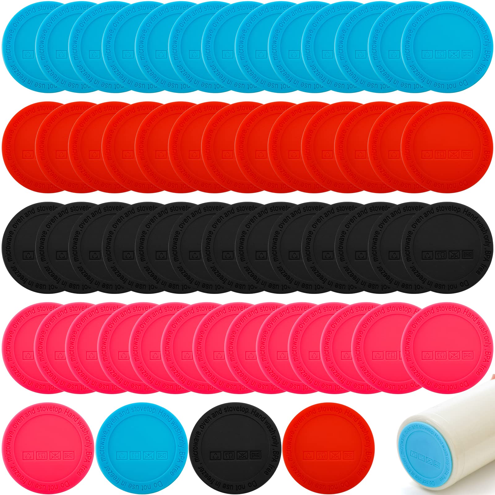 TOPZEA 56 Pack Rubber Bottoms for Sublimation Tumblers, Self Adhesive Skinny Tumblers Bottom Protective Non Slip Silicone Bottom Drink Coasters Bar Coasters for Wine Tumblers, Tapered Jar, Glass Cup