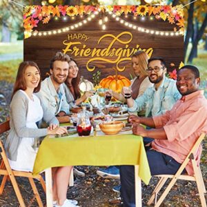 Nepnuser Happy Friendsgiving Photo Booth Backdrop Fall Harvest Thansgiving Friends Party Decorations Maple Leaves Sunflower Wall Decor Supplies (5.9×3.6ft)