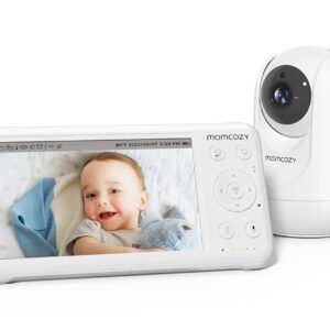 Momcozy Video Baby Monitor, 1080P 5" HD Baby Monitor with Camera and Audio, Infrared Night Vision, 5000mAh Battery, 2-Way Audio, Temperature Sensor, Lullabies and 960ft Range, Ideal for New Moms