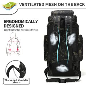 70L Camping Hiking Military Tactical Backpack Outdoor Water-Repellent Adjustable Sport Bags