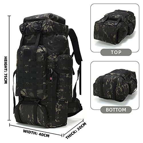 70L Camping Hiking Military Tactical Backpack Outdoor Water-Repellent Adjustable Sport Bags