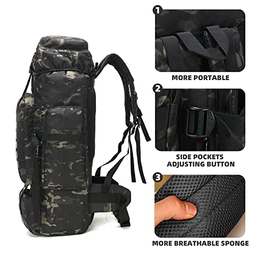 70L Camping Hiking Military Tactical Backpack Outdoor Water-Repellent Adjustable Sport Bags