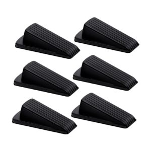 lesunsul door stop, door stopper, door wedge, 6 pack rubber door stopper, rubber door stops for bottom of door, works on all floor types-black