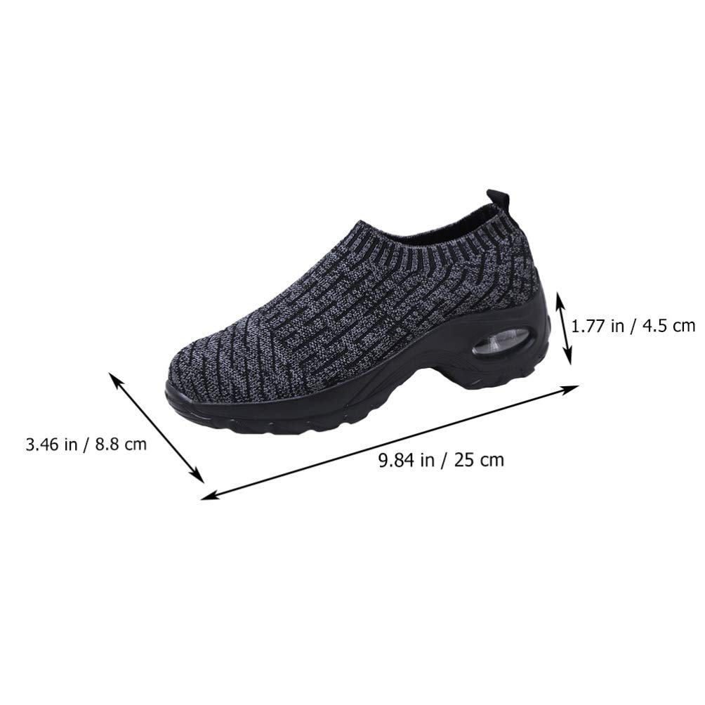 USHOBE Breathable Running Shoes 1pair Flyweave Women's Sports Shoes Woman Casual Spring Shoes Lightweight Walking Shoes Dark Grey Black