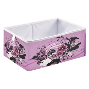 floral grunge flowers round storage basket canvas fabric collapsible organizer basket for storage bin for kids room toy organizer home baby hamper 16x11x7 inch