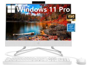 hp all-in-one 21.5" fhd business desktop, intel celeron j4025 processor, windows 11 pro, 12gb ram, 512gb ssd, intel uhd graphics 600, white, pcm