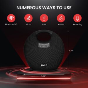 Pyle Wireless Portable Bluetooth Speaker, with Built in Rechargeable Battery, Wireless Microphone, Clear Surround Sound, Mini IPX4 Waterproof Speaker for Indoor and Outdoor Activities.