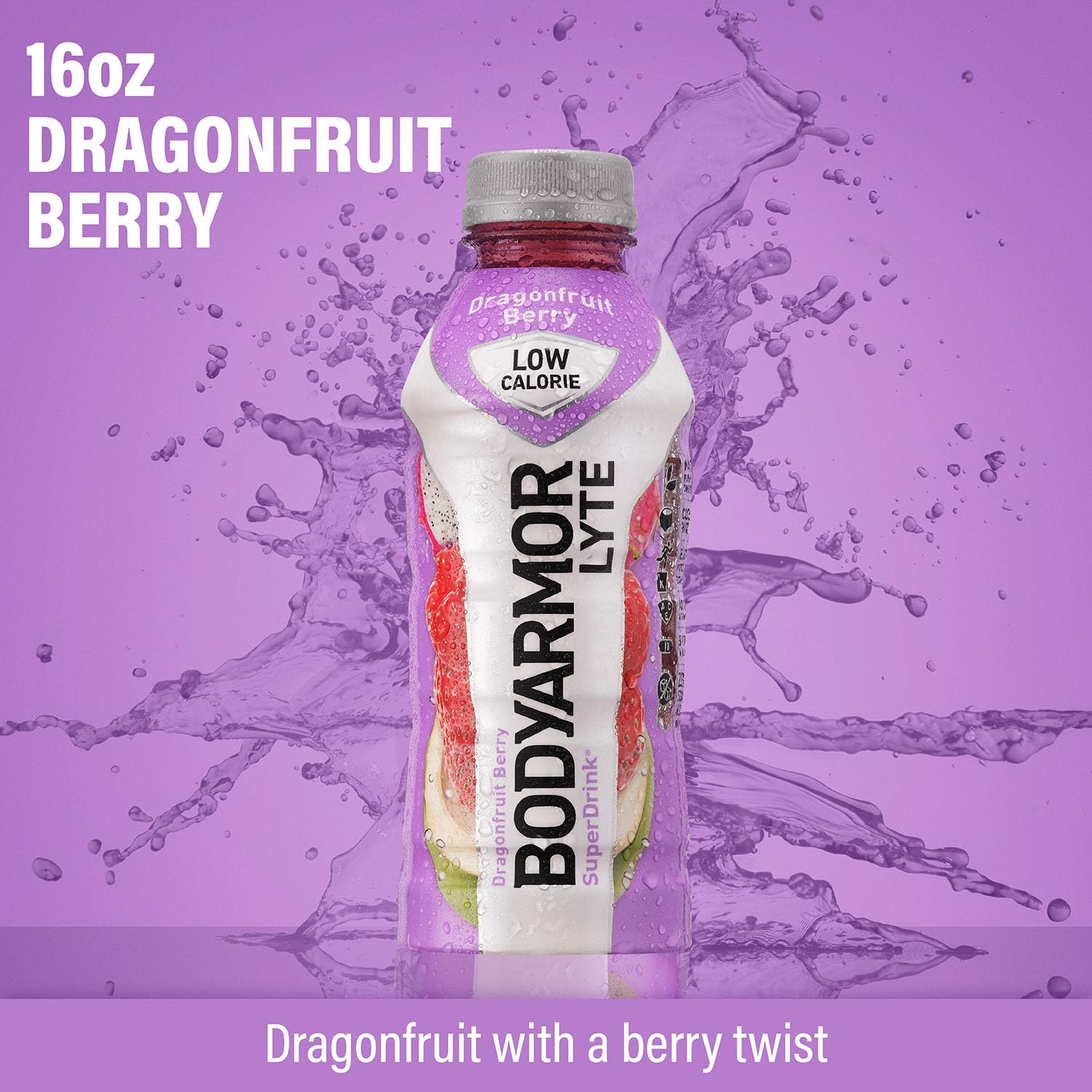 BODYARMOR LYTE Sports Drink Low-Calorie Sports Beverage, Dragonfruit Berry, Coconut Water Hydration, Natural Flavors With Vitamins, Potassium-Packed Electrolytes, Perfect For Athletes, 16 Fl Oz (Pack of 12)