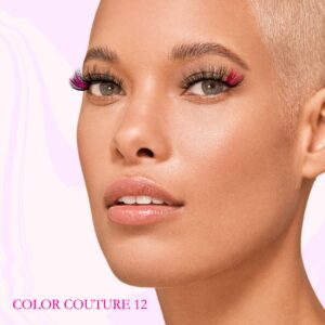 iENVY False Eyelashes Faux Mink Color Couture Mixed Colored Lashes Maximum Fluffiness and Volume Fake Eyelashes (Tint Pink)