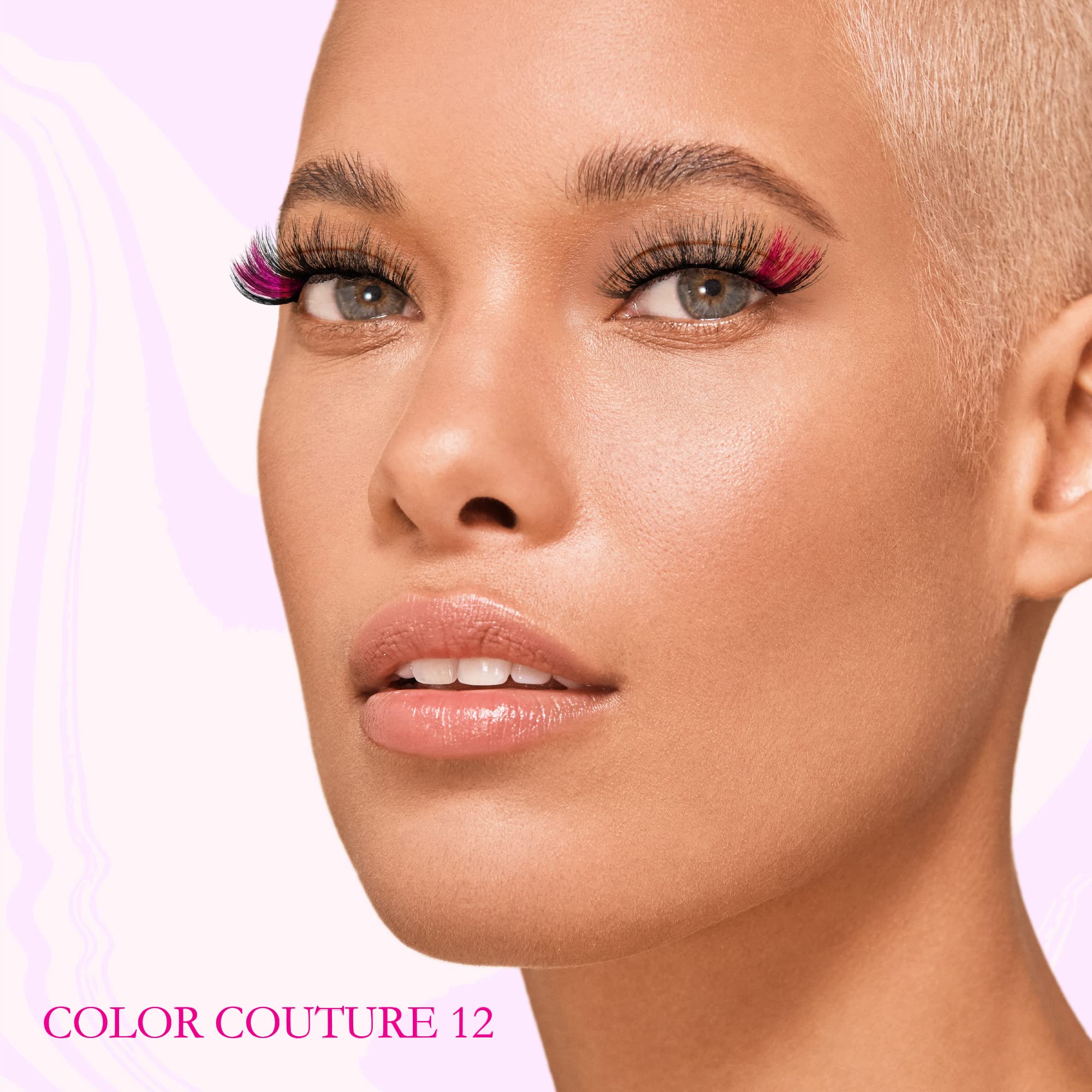 iENVY False Eyelashes Faux Mink Color Couture Mixed Colored Lashes Maximum Fluffiness and Volume Fake Eyelashes (Tint Pink)