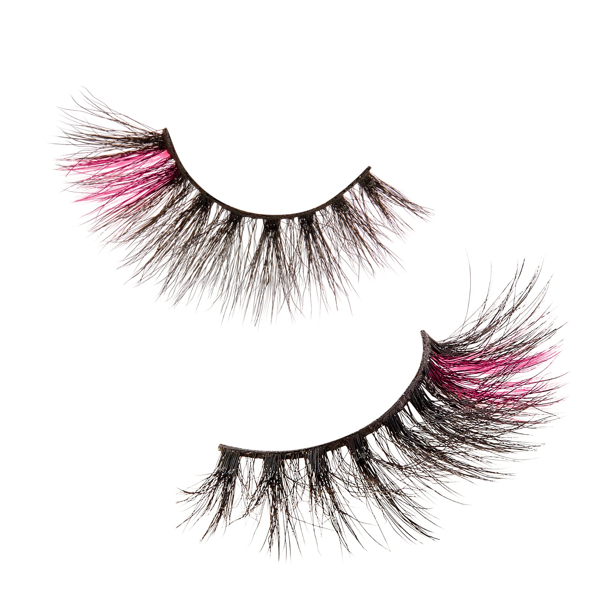 iENVY False Eyelashes Faux Mink Color Couture Mixed Colored Lashes Maximum Fluffiness and Volume Fake Eyelashes (Tint Pink)