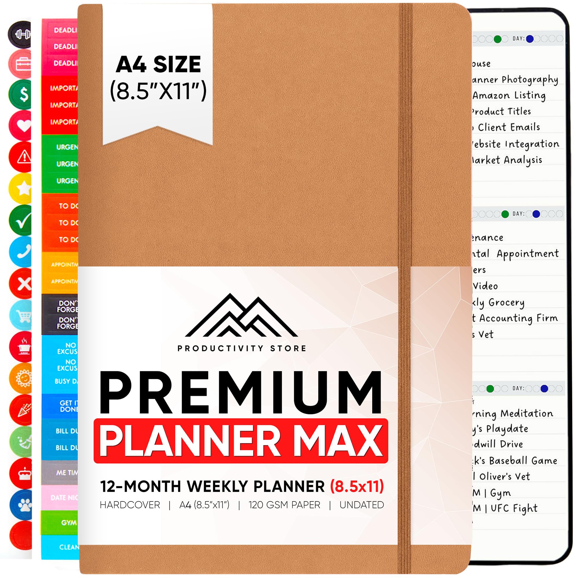 2024 Planner 8.5 x 11 Pro Max - Undated Productivity & Business Planner - Monthly Planner 2024 & Daily Planner 2024-2025 - Pink - A4 - Productivity Store