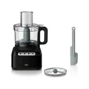 braun easyprep 8-cup food processor, black - two speeds + pulse mode - precision knife blade & 2-in-1 slicing disc - secure design - easy cleanup - dishwasher safe