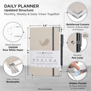 Live Whale Planner - 90 Day Planner - Full Focus Planner - 3 Month Planner Designed To Achieve Success (LinenGrey)