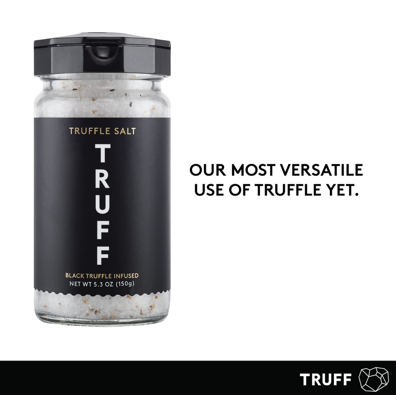 TRUFF Black Truffle Salt, Fine and Coarse Sea Salt, Dried Black Summer Truffles, Specialty Seasoning for A Truly Aromatic Flavor Experience, For the Finest Steaks or Unique Everyday Popcorn (5.3 oz)