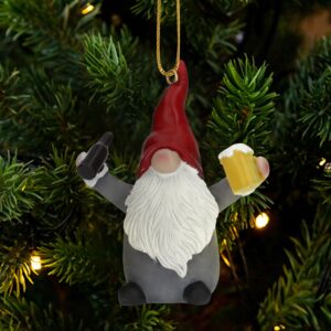 Funny Beer and Wine Lover Christmas Ornaments (Gnome Beer)