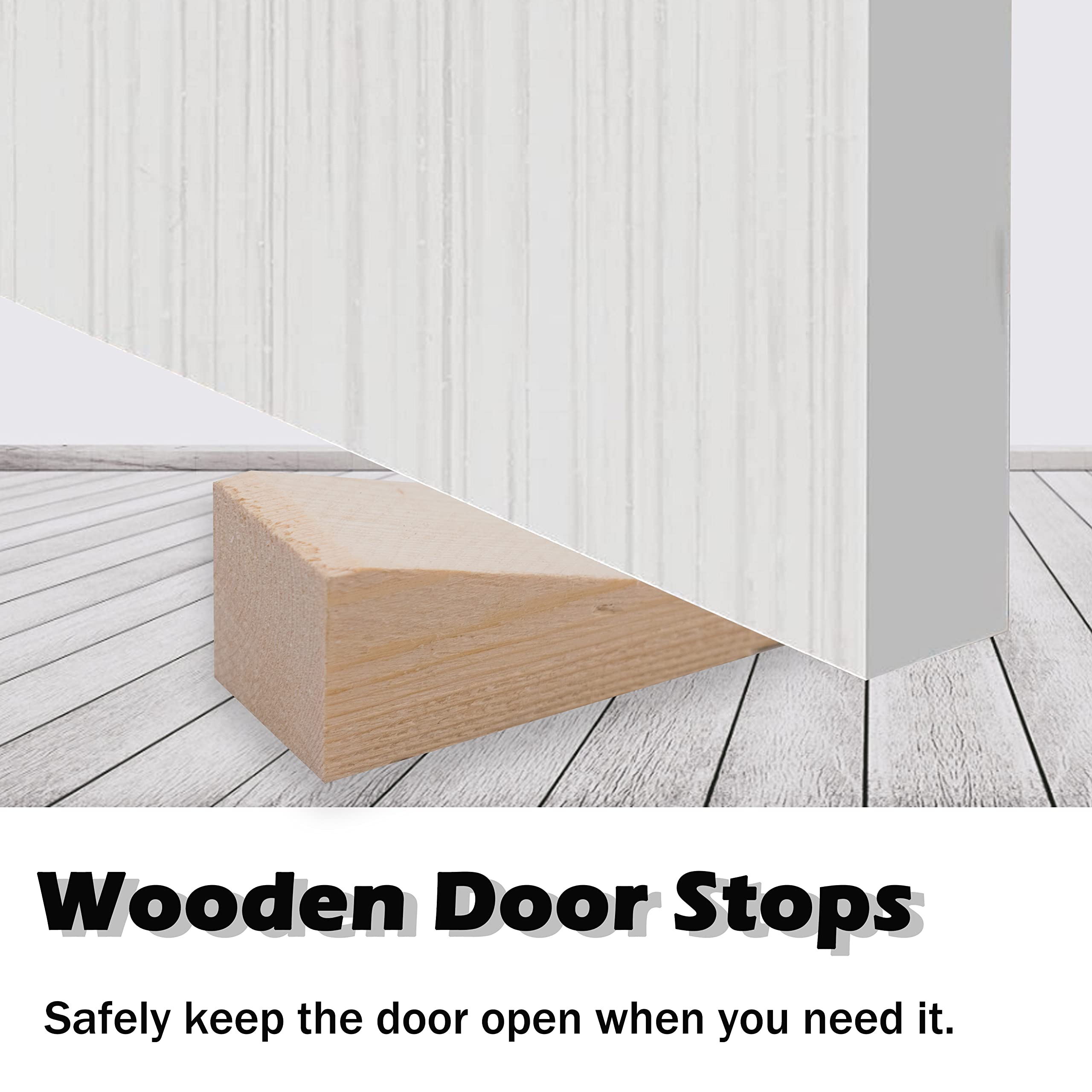 Wooden Door Stopper Non-Slip Door Stops Wooden Wedges Wood Door Stop Door Wedge for Bottom of Door Stopper Wedge Triangle Wood Block for Home Bedroom Office Living Room 3.9 * 1.2 * 1.2in (12pcs)