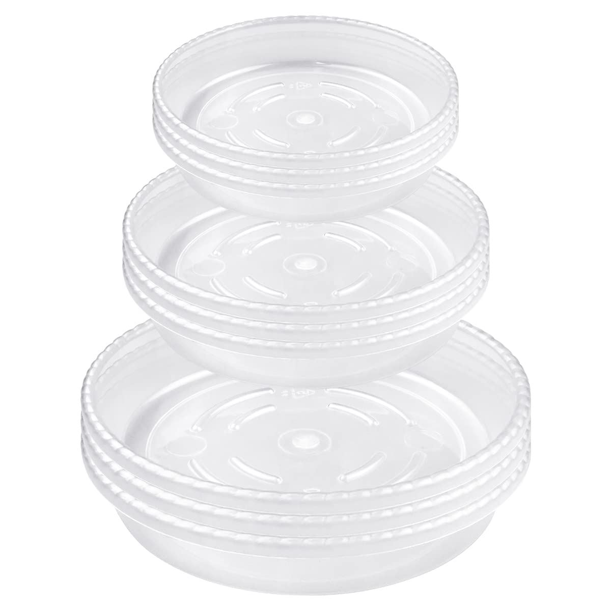 yuntop 9 Pack Clear Plastic Plant Saucer, Durable Plant Trays Flower Plant Pot Saucer Plant Container Accessories for Indoors & Outdoors, Stop Messes & Stains in Your Garden (6"+8"+10")