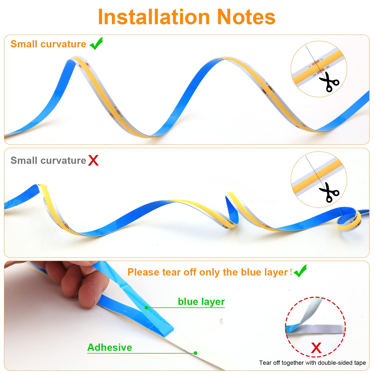 Smacen Battery Powered COB Led Strip Lights, 4.92Ft Battery Operated 6000K Cool White LED Strip Lights, High Brightness Flexible LED Tape Lights for TV, Cabinet, Bedroom, Party, Home DIY Decoration