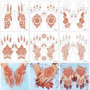 Henna Temporary Tattoo Stickers, Brown Henna Tattoo Stickers kit,Waterproof Red Ink Henna hands Tattoo,for Women Party Decorations