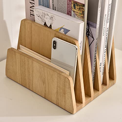 KIRIGEN Desktop File Document Holder Stand 5 Slots Mail Paper Organizer Desk Sorter Holder for File Document Organizer Stand for Home Office (5KWJJ-NA)