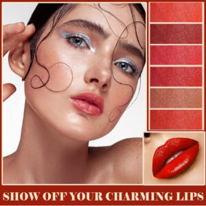 CAHIUYOA 6 Colors Dark Red Matte Lipstick Set China Style,Smooth Soft Nude Matte Lipstick Chinese Lip Makeup,Long Lasting Waterproof Non Stick Cup Lip Stick Stain Lipstick for Women Girls