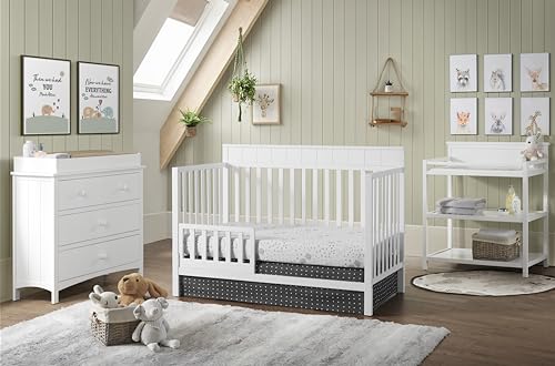 Oxford Baby Logan Crib to Toddler Bed Guard Rail Conversion Kit, Snow White, GreenGuard Gold Certified