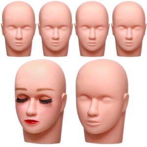 6 pcs lash mannequin head silicone and plastic head esthetics mannequin head practice training head makeup head makeup mannequin training head for practice makeup massage graft eyelash acupuncture